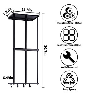Gtouse Camping Chair Storage, Camping Chair Organizer for Garage Storage, Metal Camping Chair Wall Storage Holder, Floating Shelf with 4 Hooks for Garage Organization