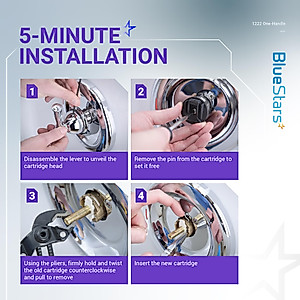 BlueStarts High-Quality 1222 One-Handle Faucet Cartridge - Compatible with Moen One-Handle PosiTemp Faucets and Moen Tub Shower