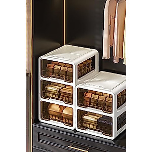 Socks Underwear Bra Drawer Organizer Divider, 1+10+15 Cell Closet Organizer for Clothing, Stackable Plastic Bins, Dresser Organizer Bins for Bedroom Organization, Folding Storage Boxes Set(3 in 1)