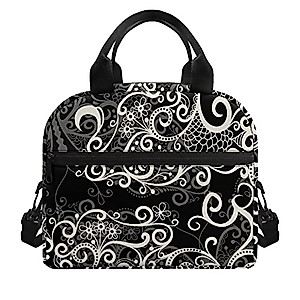 Reusable Lunch Bag for Women Insulated Lunch Box with 2 Compartment Durable School Work Travel Lunch Tote Bag for Men Girl Vintage Butterfly Lightweight Large Capacity Lunch Boxes Back to School Gift