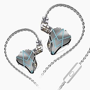 KZ ASX in-Ear Monitors, 10 Balanced Armatures Units per Side Customized HiFi IEM Wired Earphones/Earbuds/Headphones with Detachable Cable 2Pin for Musician Audiophile (White, with MIC)