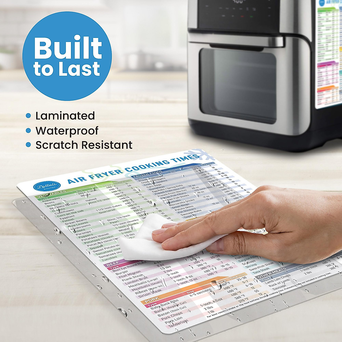 Air Fryer Magnetic Cheat Sheet Set - Air Fryer Accessories Cookbook - Easy to Use AirFryer Time Chart Set As Seen on the Today Show - Strong Magnet Quick Reference Cooking Guide for Frying (White)