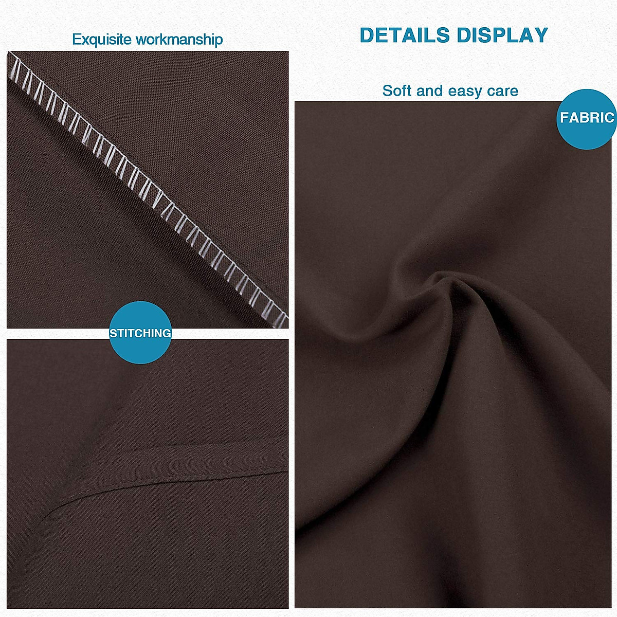 FLXXIE Microfiber Pillow Cases Standard Size, Soft Pillowcases with Envelope Closure, Wrinkle, Stain Resistant Pillow Covers, 20x26, Dark Brown