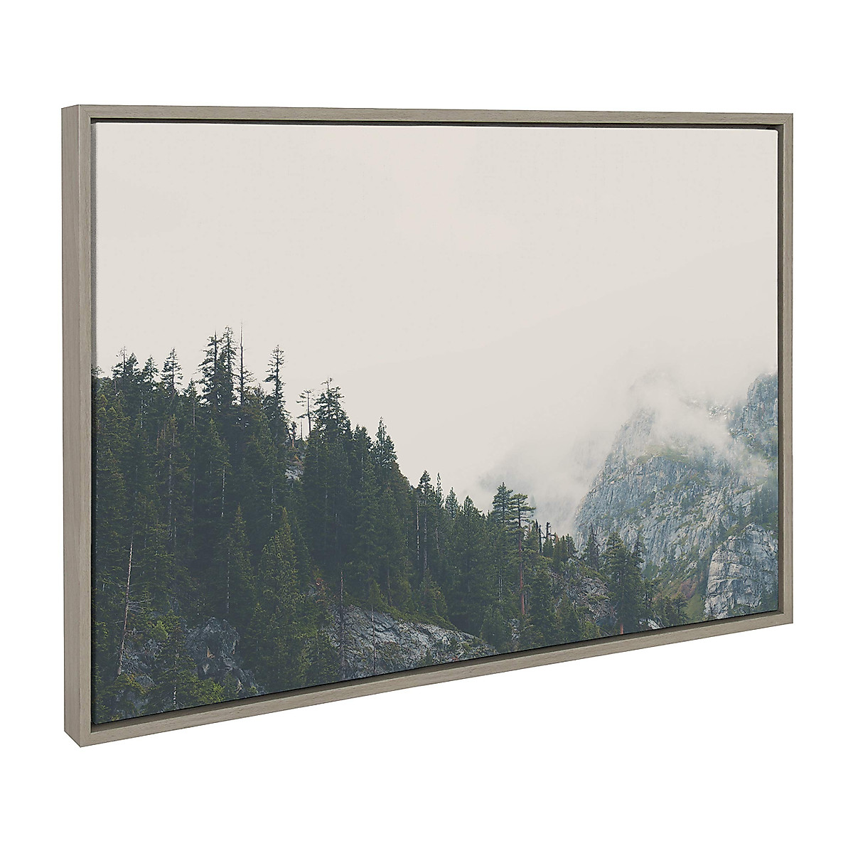 Kate and Laurel Sylvie Power of Imagination Framed Canvas Wall Art by Laura Evans, 23x33 Gray, Beautiful Mountain Wall Decor