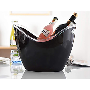 Yesland Ice Bucket, 3.5 L Black Plastic Party Bottle Chiller - 10.5 x 8 x 7-3/4 Inch Ice Beverage/Storage Tub - Perfect for Wine, Champagne or Beer Bottles