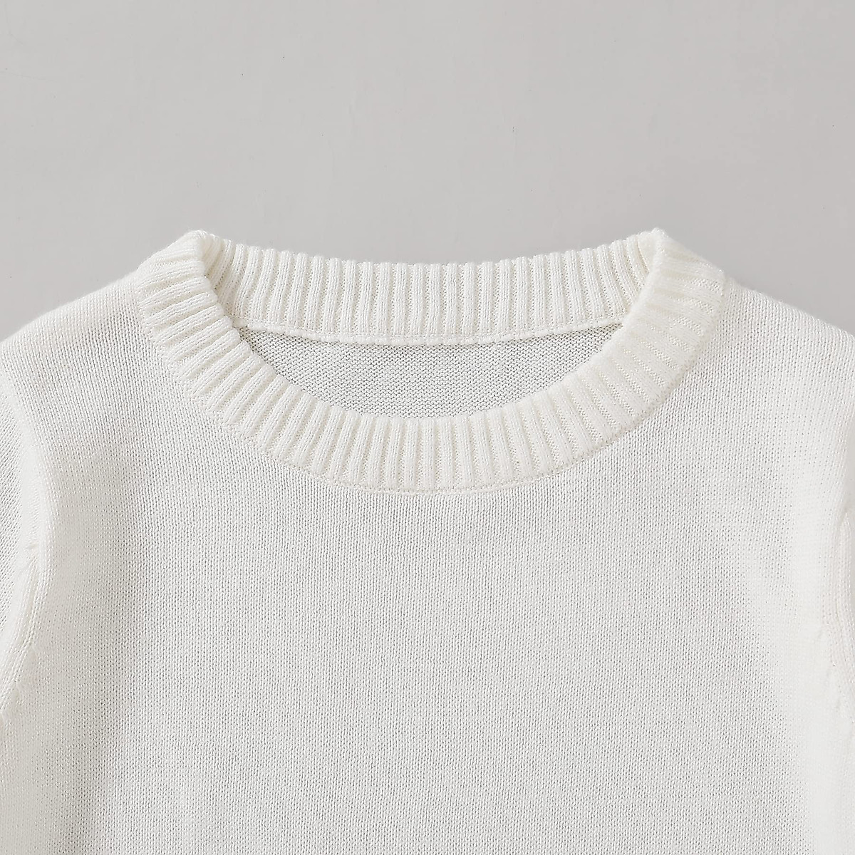 Baby Boys Girl Organic Cotton Sweater Tops Kids Fall Winter Knit Sweater Solid Color Outfit 1-5T (White, 18-24 Months)