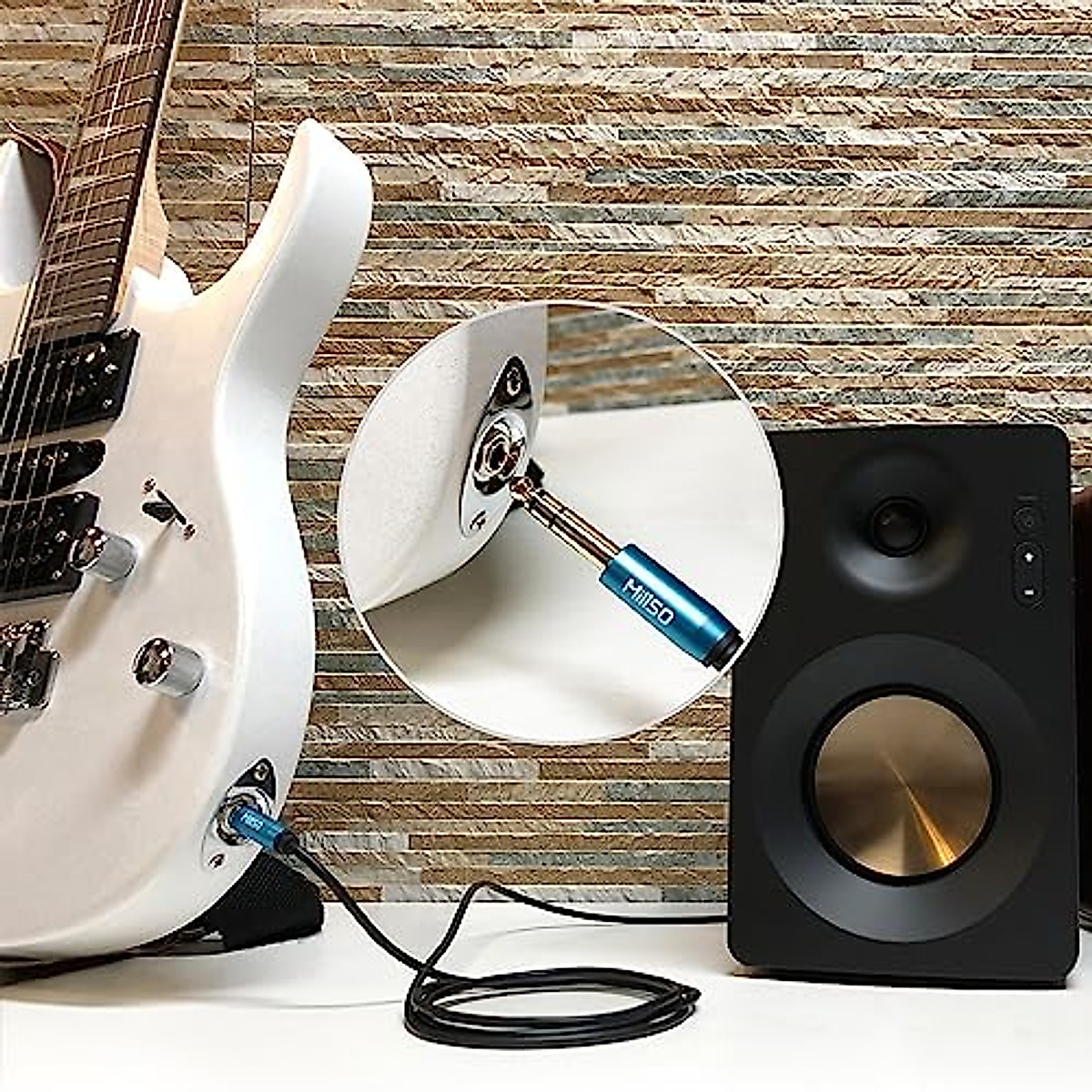 MillSO 1/4 to 3.5mm Headphone Adapter TRS 6.35mm 1/4 Male to 3.5mm 1/8 Female Stereo Jack Audio Adapter for Amplifiers, Guitar, Keyboard Piano, Home Theater, Mixing Console, Headphones - 12inch/30CM