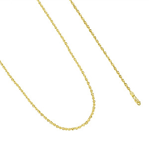 Nuragold 10k Yellow Gold 2mm Diamond Cut Rope Chain Lightweight Necklace, Mens Womens Jewelry 16" 18" 20" 22" 24" 26" 28" 30"