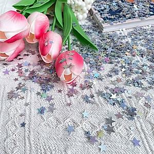 WEIKA 60g Star Confetti Glitter Star Table Confetti, Metallic Foil Star Glitter, Table Decorations for Party Wedding birthday graduation Decorations(Glitter Multicolor Set, 10mm and 6mm)