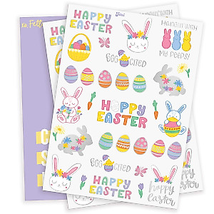 xo, Fetti Easter Party Supplies Temporary Tattoos - 48 Glitter Styles | Easter Bunny Decorations, Easter Basket, Easter Eggs Activity, Spring