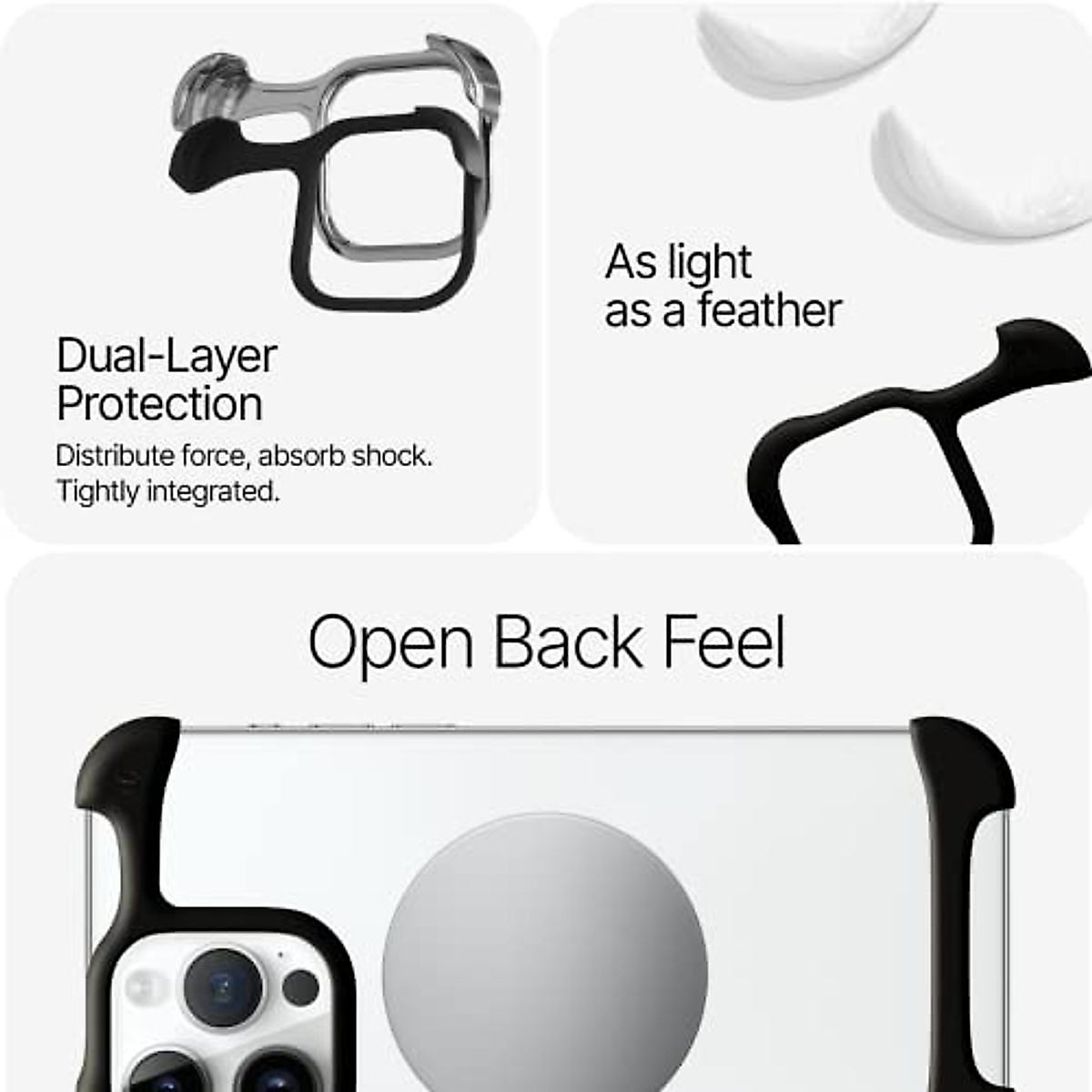 Arc Pulse Designed for iPhone 14 Pro Max Phone Case (2023), Minimalist Protective Shock Absorption Aerospace Grade Aluminum Shells + Elastomer Inlays Easy Fit 6.7 inch (Aluminum Matte Black)