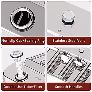 INCLAKE Stainless Steel Gas Can, Tight Sealed Thickened Fuel Can, Emergency Backup Metal Gasoline Diesel Can with 3 Handles, Flexible Spout & Vent Kit for Cars, Trucks and Boat (30L/ 8Gallon)