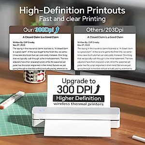 HPRT Portable Printer Wireless for Travel, Support 8.5x11 US Letter&A4 Thermal Paper, Bluetooth Thermal Printer, Compatible with Android and iOS Phone & Laptop, Inkless Printer, White