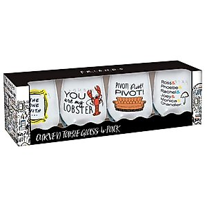 FRIENDS Favorites Curved Table 21 Ounce Stemless Wine Glass 4 Pack Gift Set the TV Show