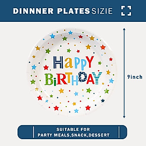 CENLBJ Happy Birthday Party Plates, 9inch-50pcs, Birthday Party Paper Plates, for Birthday Party Decorations