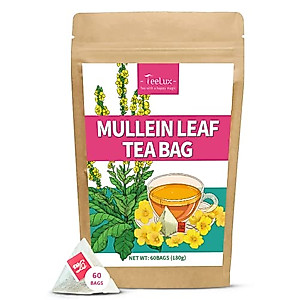 TeeLux Mullein Leaf Tea Bags, 3g/Bag, Natural Mullein Leaves, Caffeine Free, Pure Mullein Herbal Tea, 60 Tea Bags