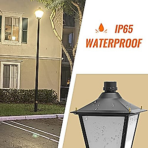 Yaolite 60W LED Post Top Light - LED Pathway Pole Lights with Photocell - 7800LM Outdoor Courtyard Lighting - Garden Lighting Fixture Dusk to Dawn Parking Lot Area Light