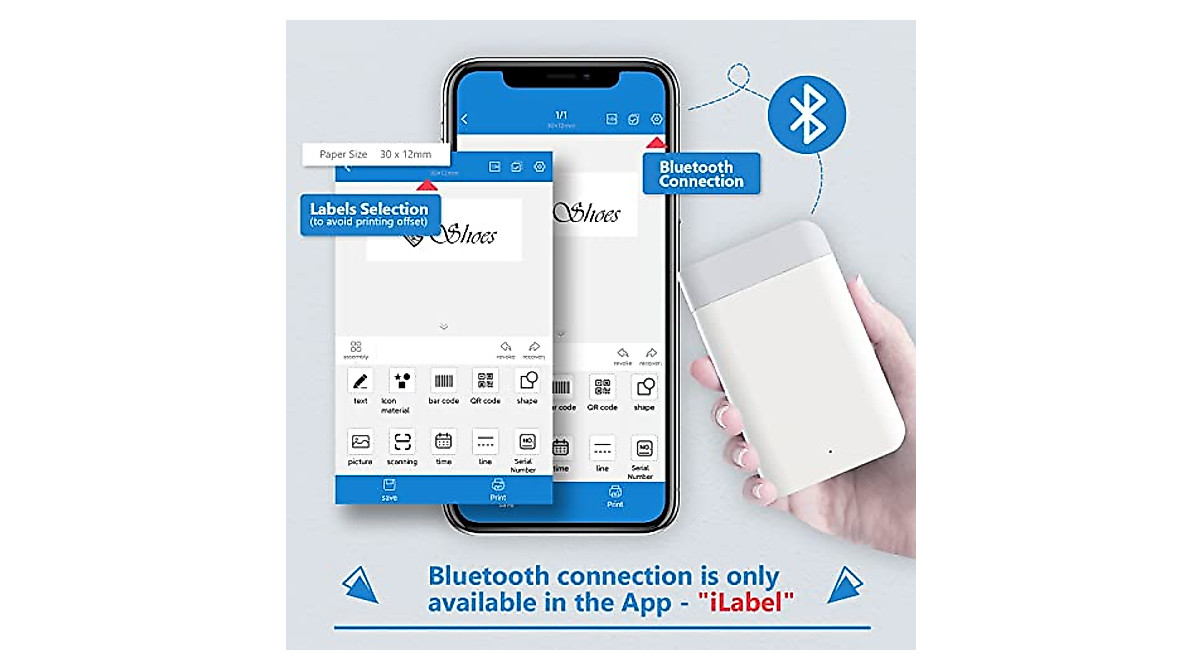 Portable Bluetooth Label Maker with Tape - iLabel App Compatible