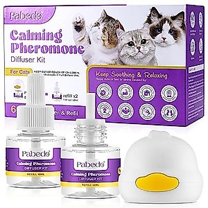 NATURE ZIRAN Cat Pheromones Calming Diffuser, 2 in 1 Cat Calming Starter Kit (Diffuser Head + 2pcs 48ml Vial) for 60 Days Use, Enhanced Cat Calming Diffuser Kit for Cat Anxiety Relief