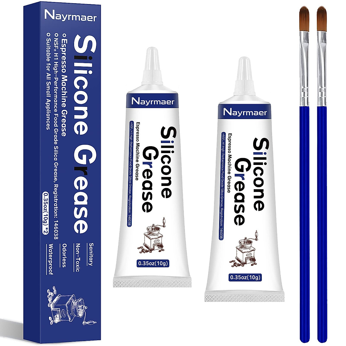 Espresso Machine Grease, 2 x 10g Silicone Grease Maintenance Kit for Care and Maintenance of All Coffee Machines, Food Grade Grease for All Expresso Machines