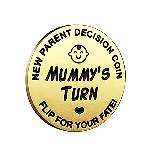 2 Pcs Parent Decision Coin for New Parents, Fun Flip Coin Gold Silver, Mommy's Turn Daddy's Turn Coin, New Baby Shower Gifts, Pregnancy Girls First Time Moms Dads to Be Coin Collecting (Double-Sided)
