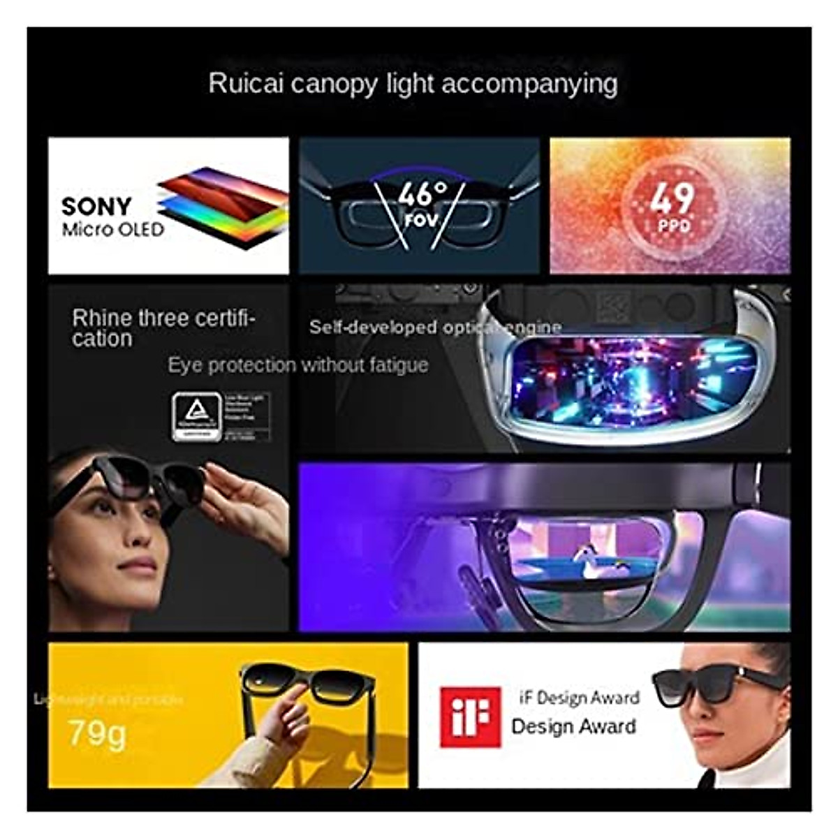 QINTEX Air Smart AR 3D Cinema HD IMAX Glasses Mobile Cell Phone Projection Screen Virtual Reality Game Video Music Sunglasses (Size : for iOS)