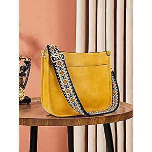 Caitina Cross Body Bag Vegan Leather Hobo Handbags Designer Crossbody Purses Bucket Bag For Women with 2 Adjustable Strap(Yellow)
