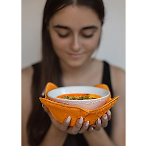 Microwave Bowl Cozy Huggers Set of 4 – Durable and Reliable – for Hot and Cold Bowls, Plates and Dishes Bowl Holder for Microwave – Bowl Cozies Ideal Household Gift by Sheff Store (Blue)