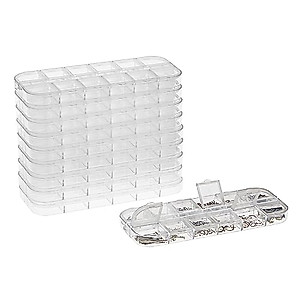 12 Grid Clear Plastic Jewelry Box Organizer, Storage Container (10 Pack)