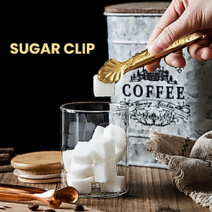 2Pack Rose Handle Sugar Tongs, Vintage Rose Relief Stainless Steel Ice Cube Clips Sugar Tongs Sliver and Gold Small Food Clips for Tea and Coffee Party, Appetizers Desserts Kitchen Barware