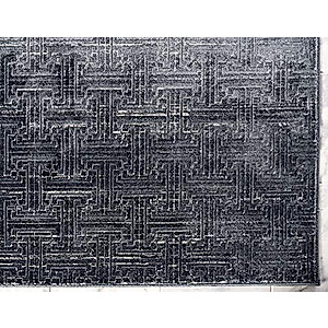 Unique Loom Uptown Collection by Jill Zarin Collection Textured Solid Geometric Modern Navy Blue Area Rug (9' 0 x 12' 0)