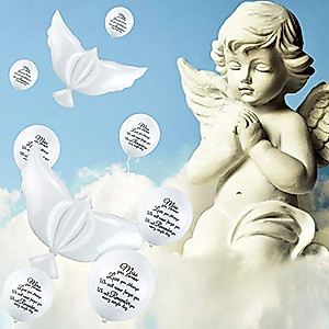 36 Pieces White Memorial Balloons with 4 Pieces Peace Dove Balloons Pigeon Bird Balloons Funeral Remembrance Helium Balloons for Condolence, Funeral, Anniversary, Memorial Services