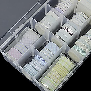 Snowkingdom Large 15 Grid Clear Organizer Box Adjustable Dividers - Plastic Compartment Storage Container for Washi Tapes, Craft, Beads, Jewelry, Small Parts