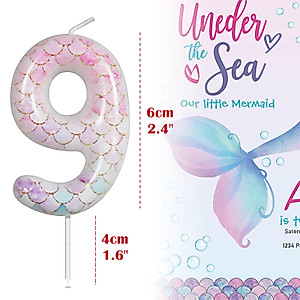 Pink Purple Mermaid Birthday Candles Numbers 3 Candle, Mermaid Birthday Decorations for Girls, Happy 3rd Birthday Candles for Cake, Birthday Cake Candle Mermaid Cake Toppers Birthday Party Supplies