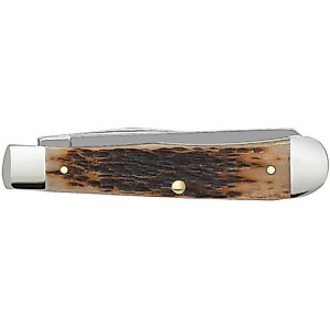 Case XX WR Pocket Knife Amber Jigged Bone Trapper Item #164 - (6254 SS) - Length Closed: 4 1/8 Inches