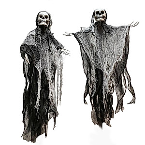 GiftExpress 2 Pack 36" Halloween Hanging Skeleton Grim Reaper, Halloween Skeleton Decorations for Haunted House Prop Indoor/Outdoor
