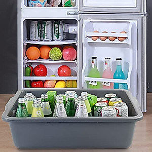 Easymanie 3-Pack Extra Large Bus Tub, 32 L Plastic Bus Tote Bin, Grey