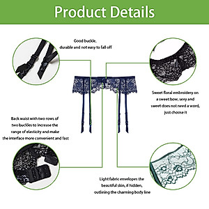 CITUYER Sexy Lace Adjustable Garter Belt High Waisted Hollow Out Lace Suspender Garter Belts for Women (Black-XXL)