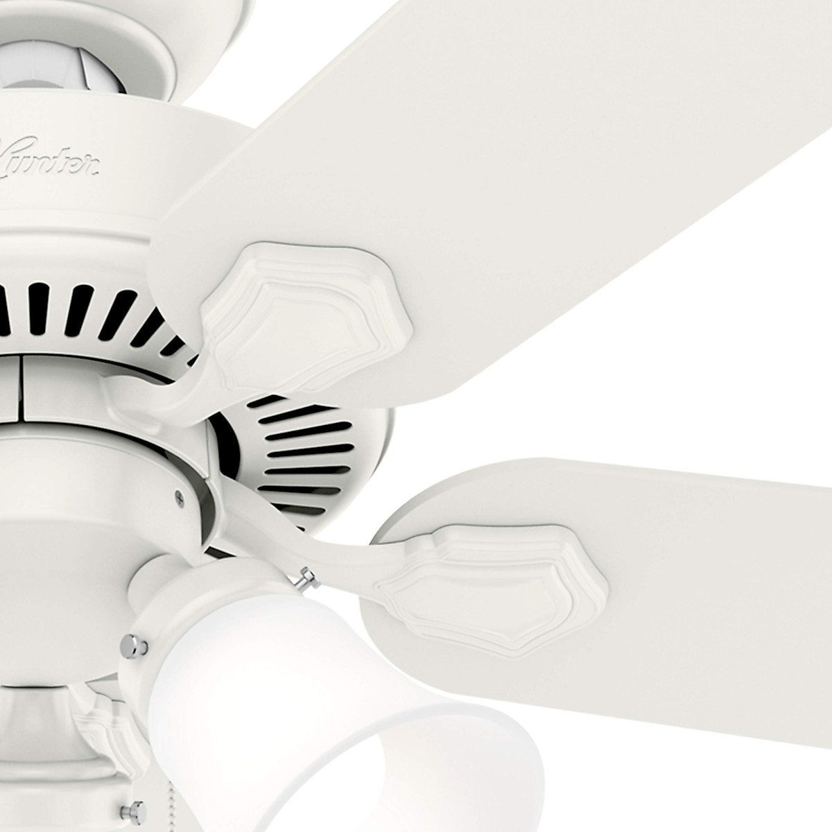 Hunter Fan 52 Inch White Indoor Ceiling Fan with LED Light Kit and Pull Chain for Living Room, Bedroom, Basement, Kitchen, Office (Renewed)