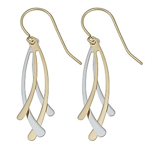 Kooljewelry 10k Two-tone Gold High Polish Fancy Dangle Earrings