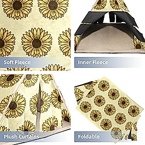 Guinea Pig House Bed, Rabbit Large Hideout, Small Animals Nest Hamster Cage Habitats Vintage Sunflowers Yellow