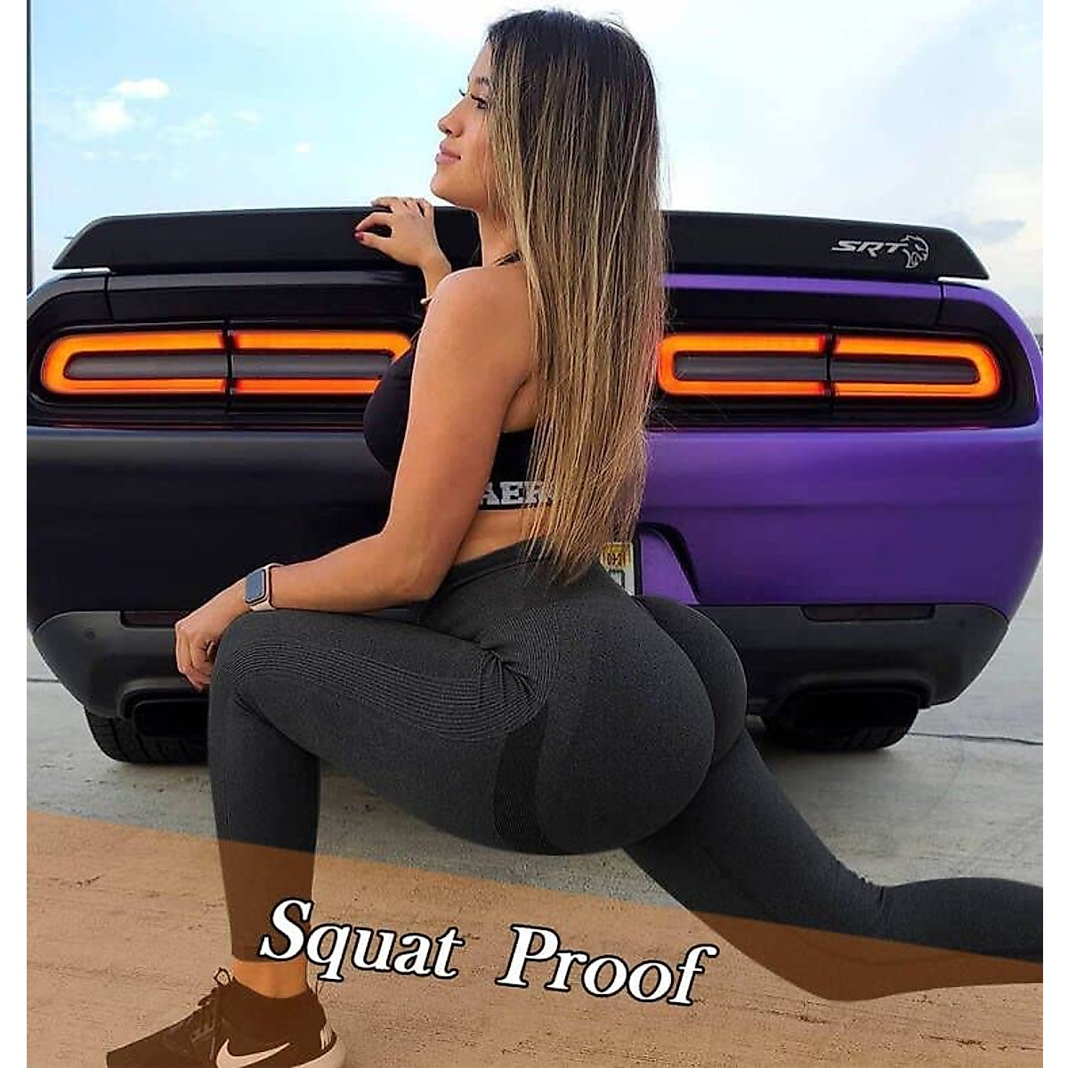 A AGROSTE Seamless Scrunch Butt Lifting Workout Leggings for Women Booty High Waisted Yoga Pants Contours Ruched Tights