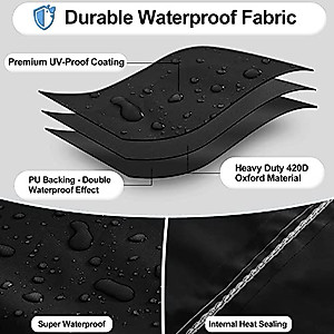 OutdoorLines Outdoor Waterproof Patio Ottoman Covers - Square UV-Proof Patio Side Table Cover Windproof Heavy-Duty Furniture Covering Protector 25L x 25W x 17H Inch, Black