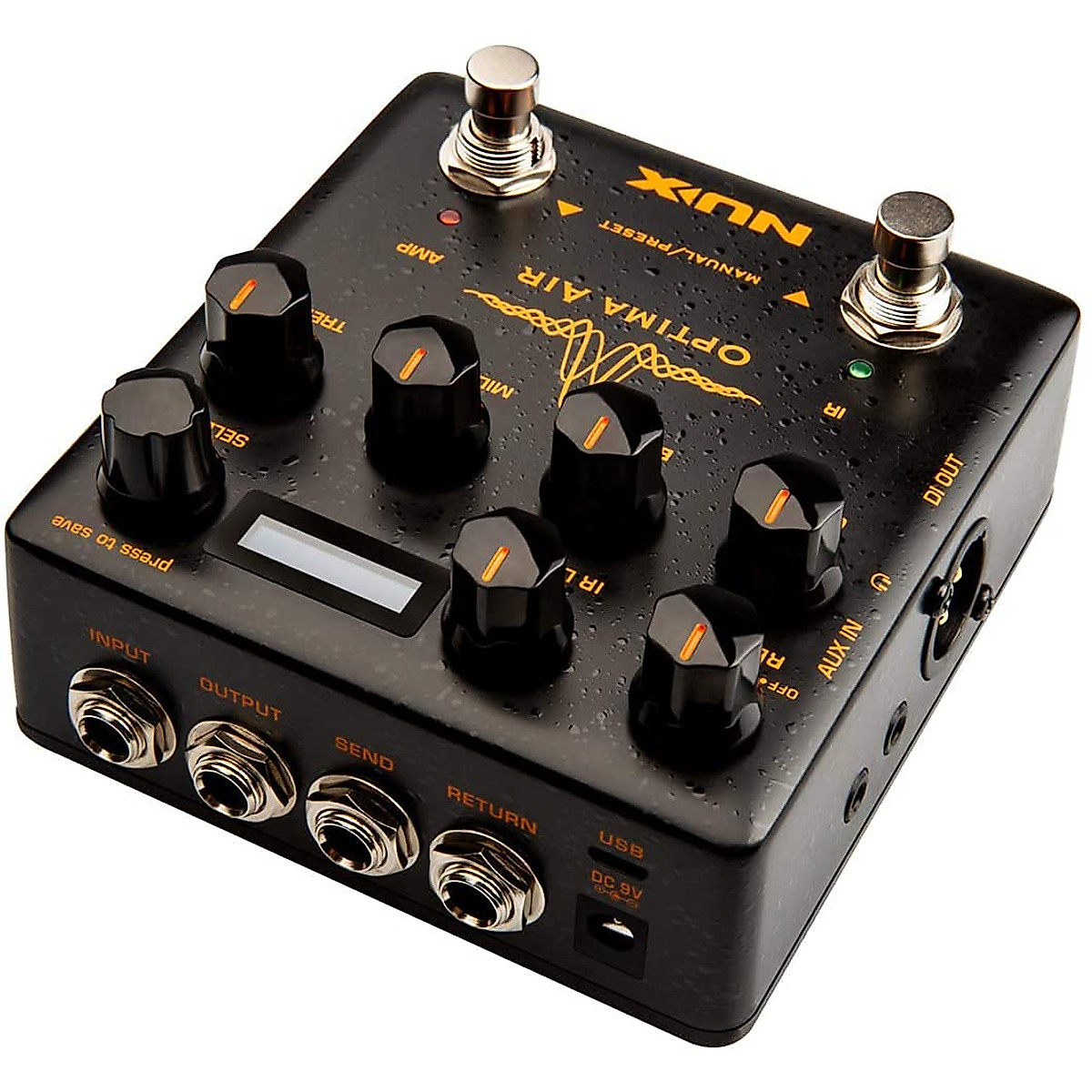 NUX Optima Air Acoustic Guitar Simulator Bundle with 3 MXR Patch Cables, 20ft MXR Instrument Cable, and Dunlop PVP113 Pick Pack