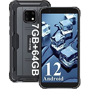 Blackview Rugged Smartphone BV4900Pro,7GB+64GB/SD 256GB 4G Dual SIM Unlocked Cell Phones,IP68 Waterproof Android 12 Phones,5580mAh 5.7 Inch Rugged Mobile Phone,Face ID/NFC/OTG/GPS T-Mobile Phone