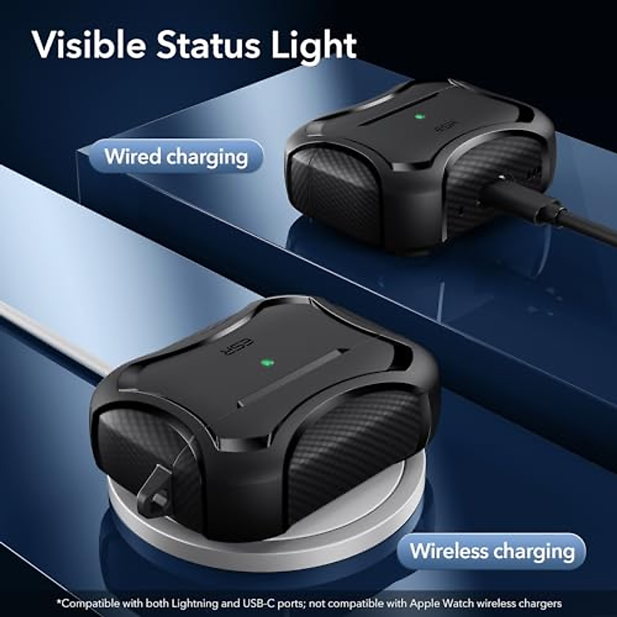 ESR for AirPods Pro 2nd Generation Case (HaloLock), Compatible with Airpods Pro Case 2nd/1st Gen (2023/2022/2019), Compatible with MagSafe, Powerful Drop Protection, Magnetic Lid, Black