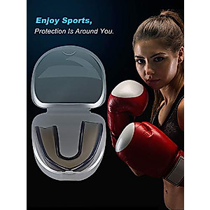 Hsei 10 Pieces Sports Mouth Guards Sports Mouth Protection Athletic Mouth Guard with Portable Box for Adult and Youth, 5 Colors