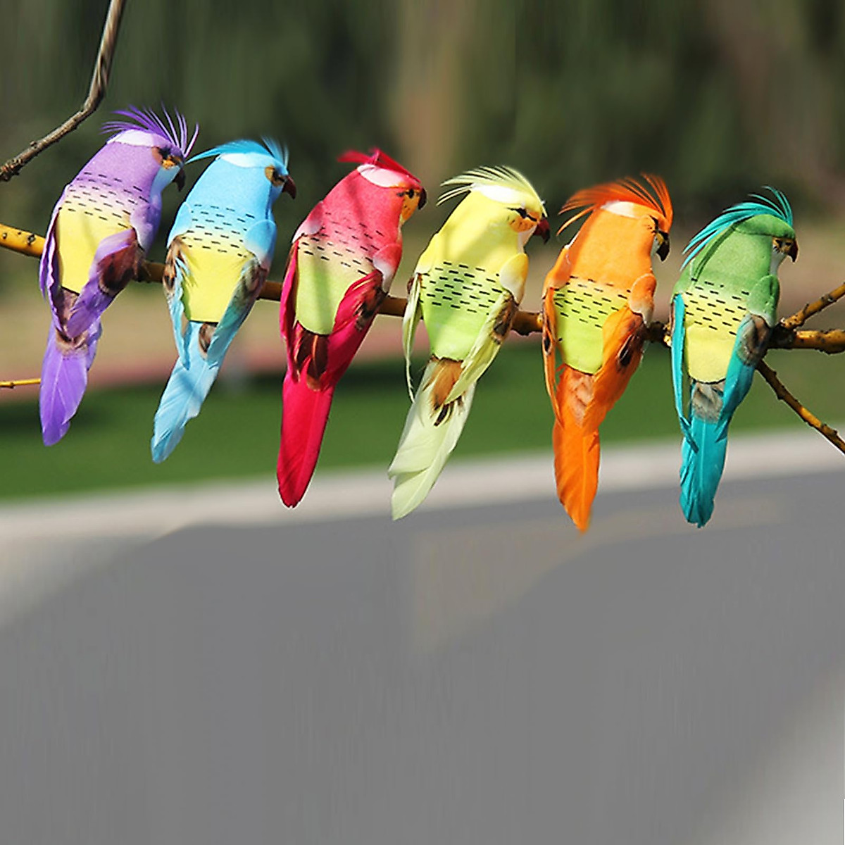 LWINGFLYER 12pcs Artificial Foam Feather Birds Artificial Parrot Ornaments 4.7inch with Clip for Craft Wedding Decoration Home Garden Party Accessories Christmas Tree Decor