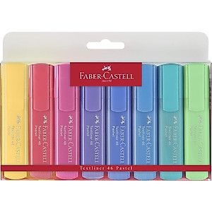 Faber-Castell Pastel Highlighter Set - 8 Chisel Tip Highlighter Pens in Assorted Pastel Colors, Multi (FC154609)
