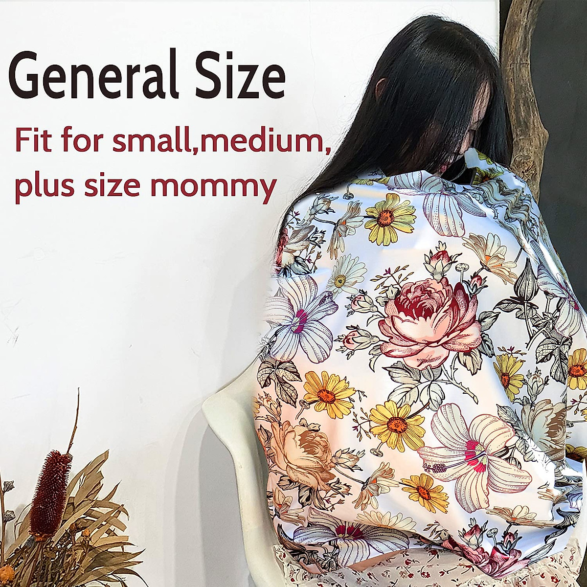HNHUAMING Floral Baby Car Seat Cover Girls, Infant Carseat Canopy, Floral Baby Poncho for Girls, Toddler Minky Wear Hooded Warm Winter Outerwear Capes Poncho Coat With Zipper
